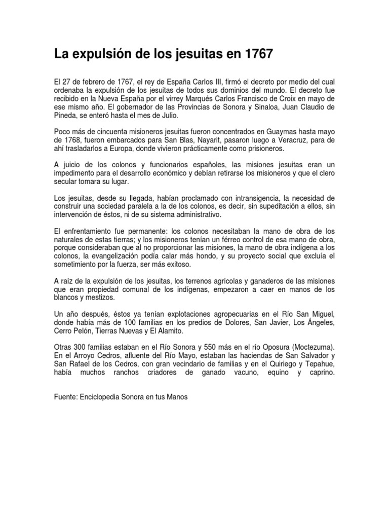 La Expulsión de Los Jesuitas en 1767 | PDF