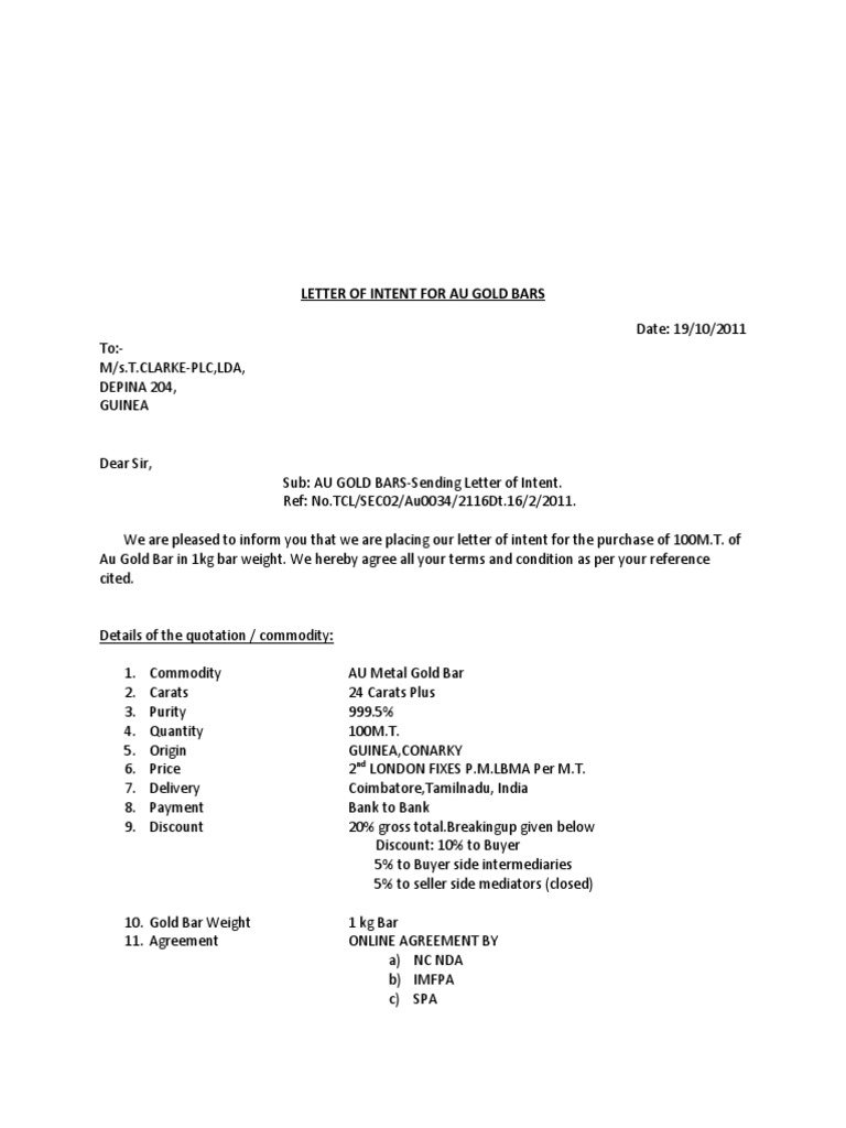 Letter of Intent | PDF