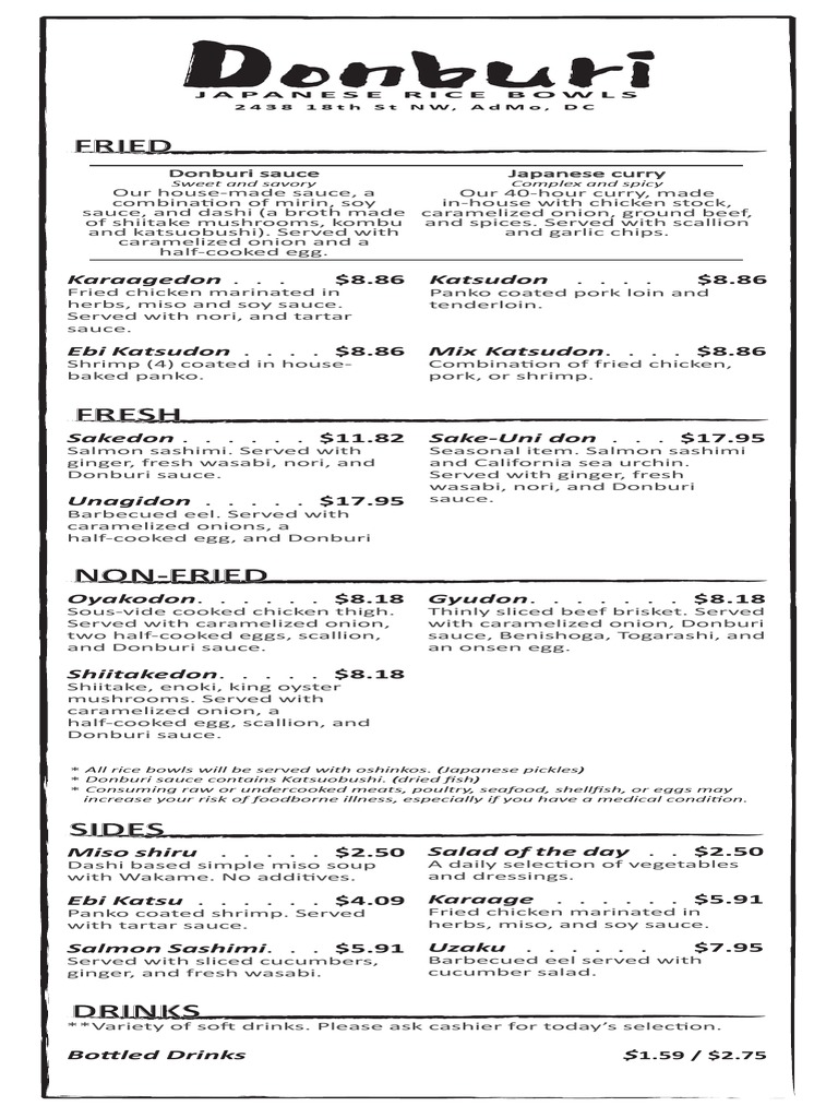 Donburi's New Menu | PDF