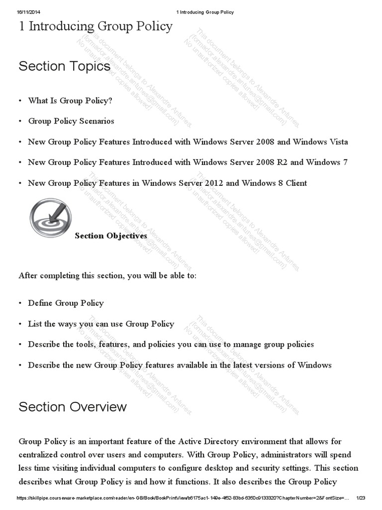 1 Introducing Group Policy | PDF | Group Policy | Operating System Families
