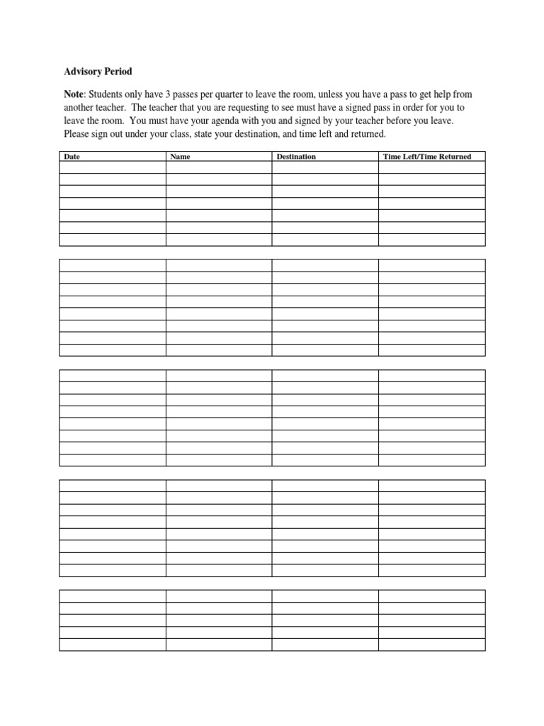 Classroom Sign In/Out Procedures | PDF