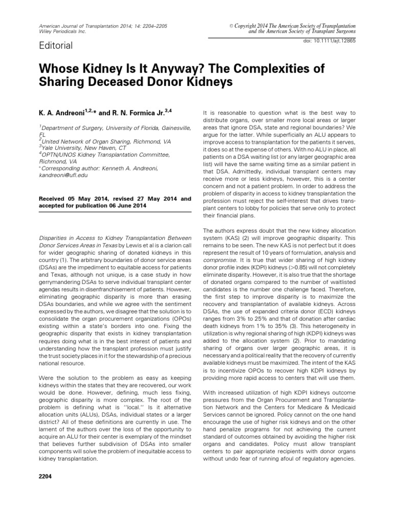 UNOS Response | PDF | Organ Donation | Transplantation Medicine