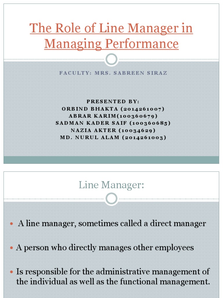 The Role of Line Manager in Managing Performance | PDF | Performance ...