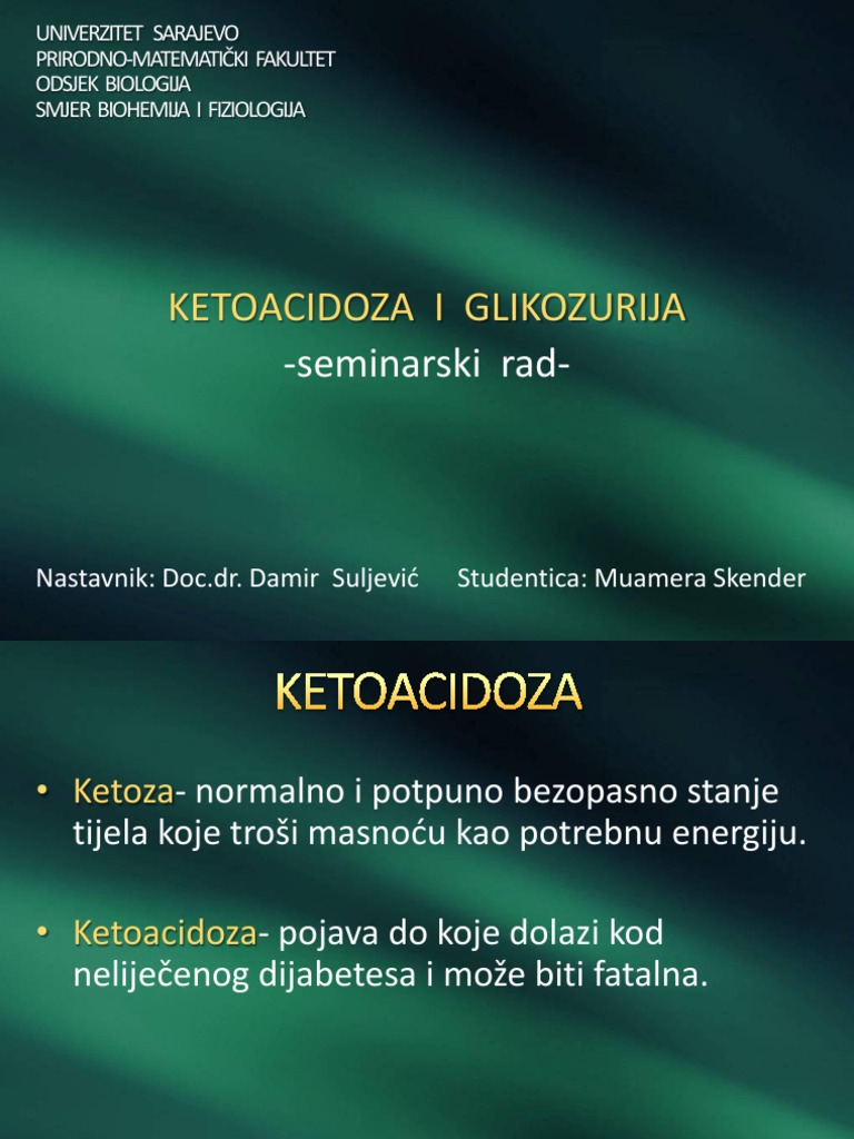 Ketoacidoza I Glikozurija | PDF