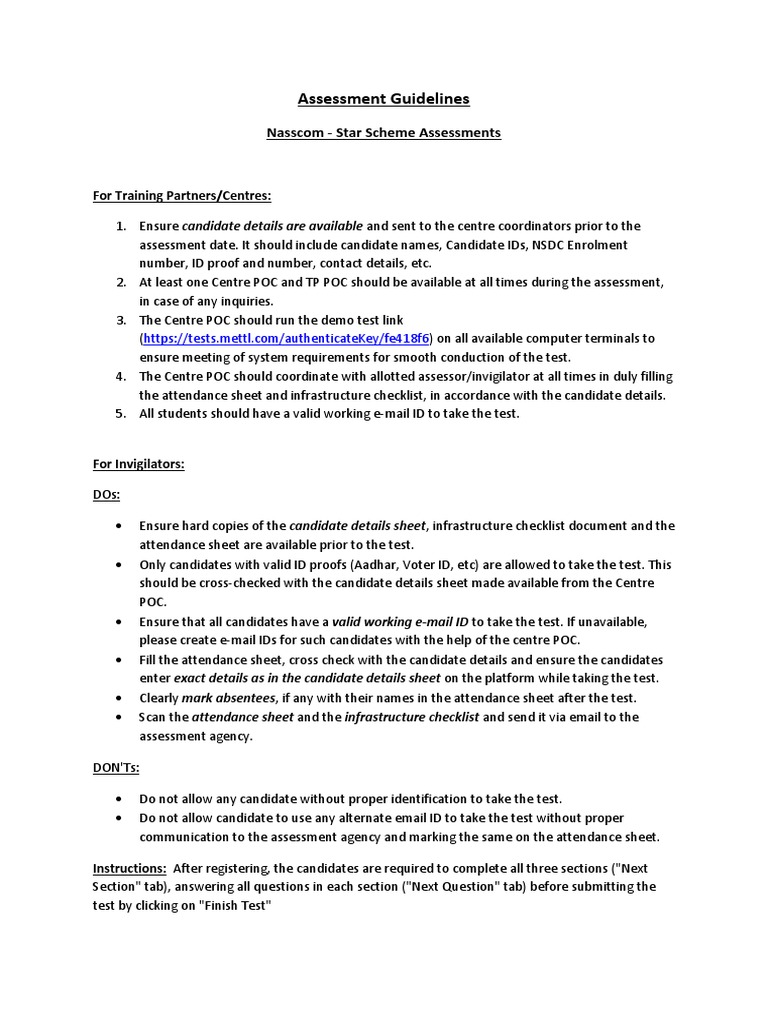 NASSCOM Star Scheme Assessment Guidelines | PDF | Career & Growth