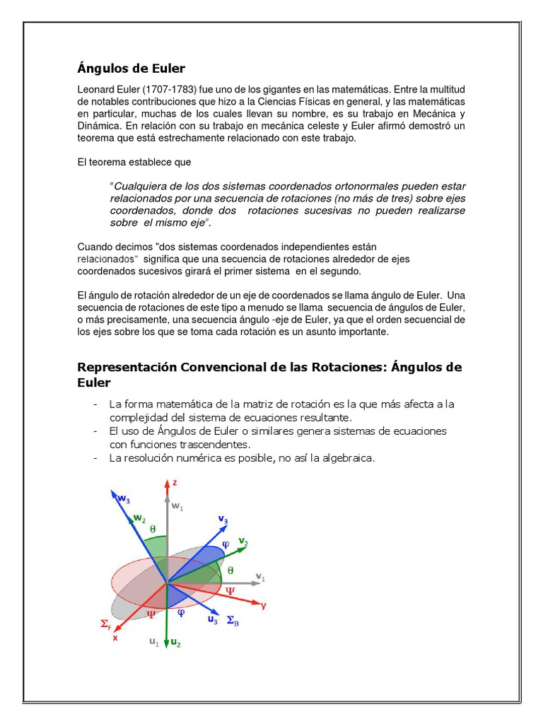 Angulos de Euler Aplicado A La Robotica | Rotación | Ecuaciones