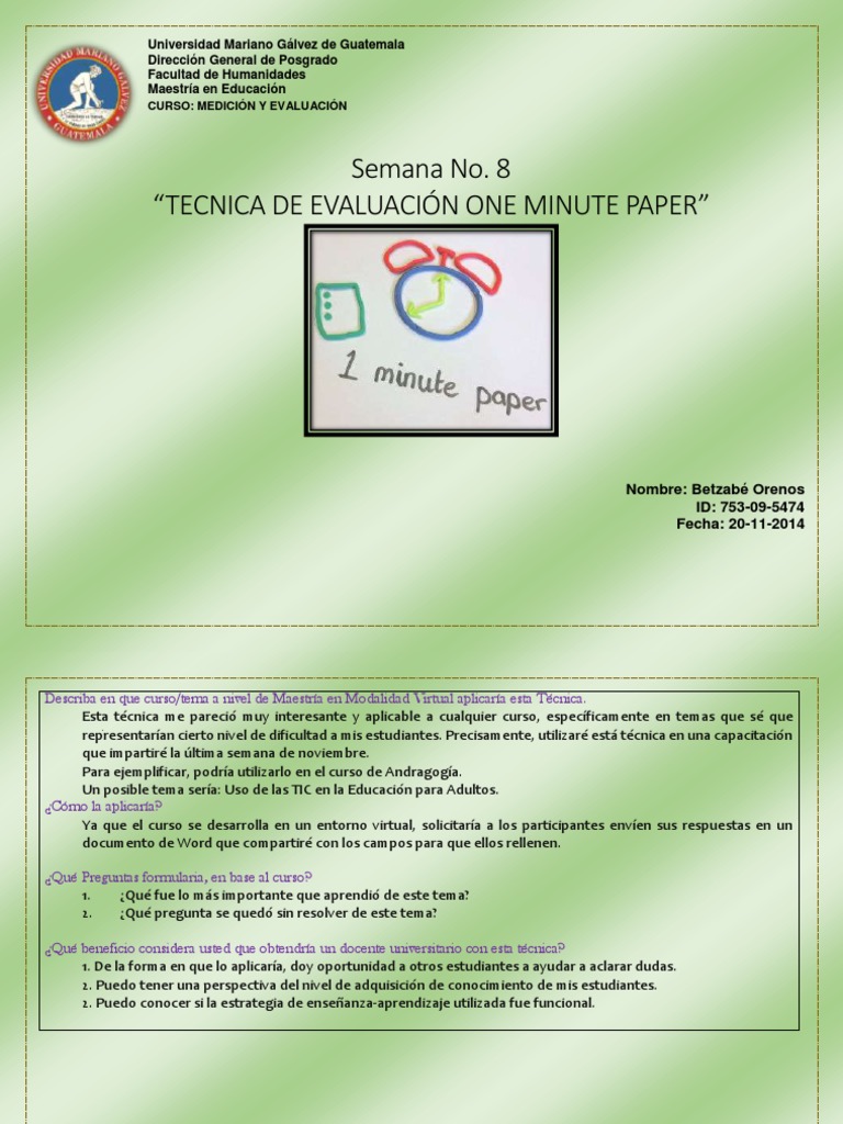 ONE MINUTE PAPER APLICACIÓN | PDF