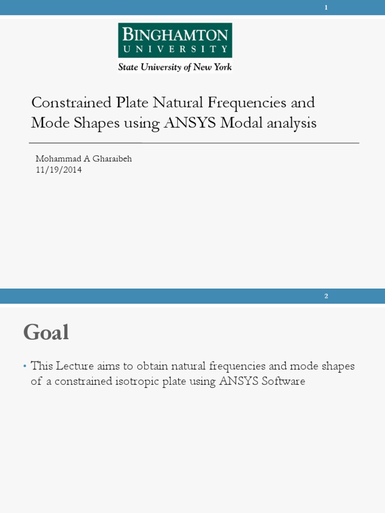 ANSYS Modal Analysis of Constrained Plates | PDF | Finite Element ...