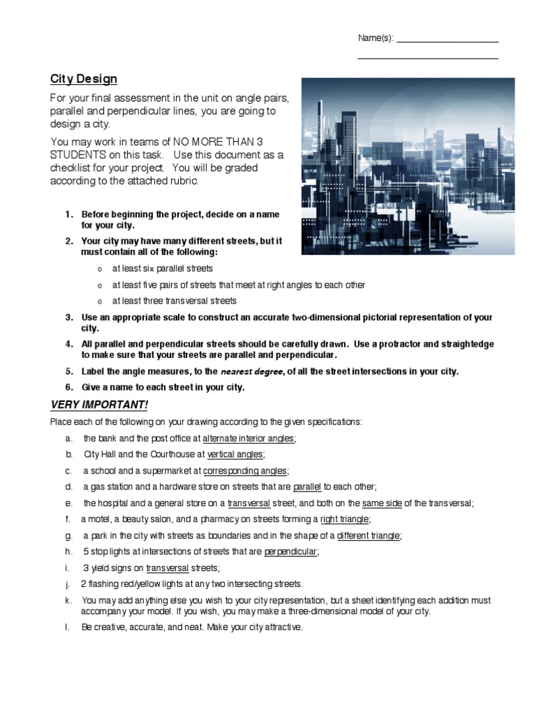 City Design Project | PDF | Perpendicular | Angle