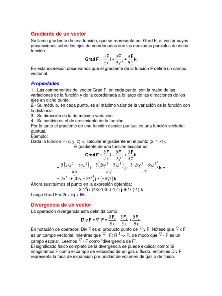 Gradiente, Divergencia y Rotacional | PDF | Degradado | Divergencia