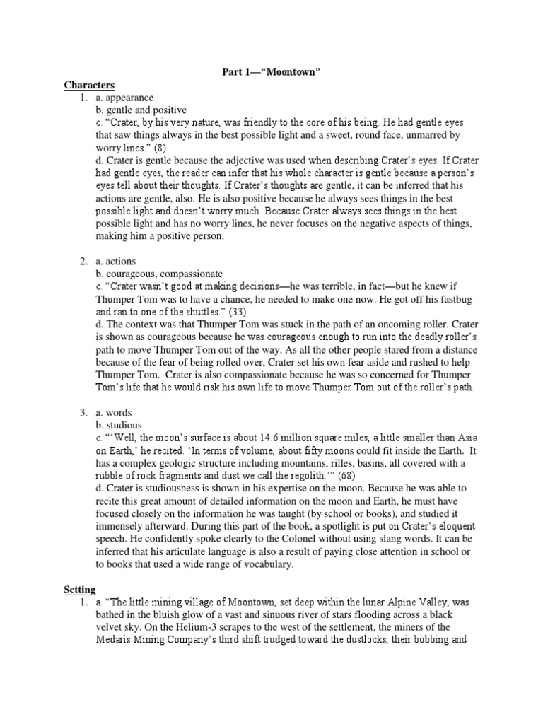 Crater Novel Packet Part 1 | PDF | Moon | Earth