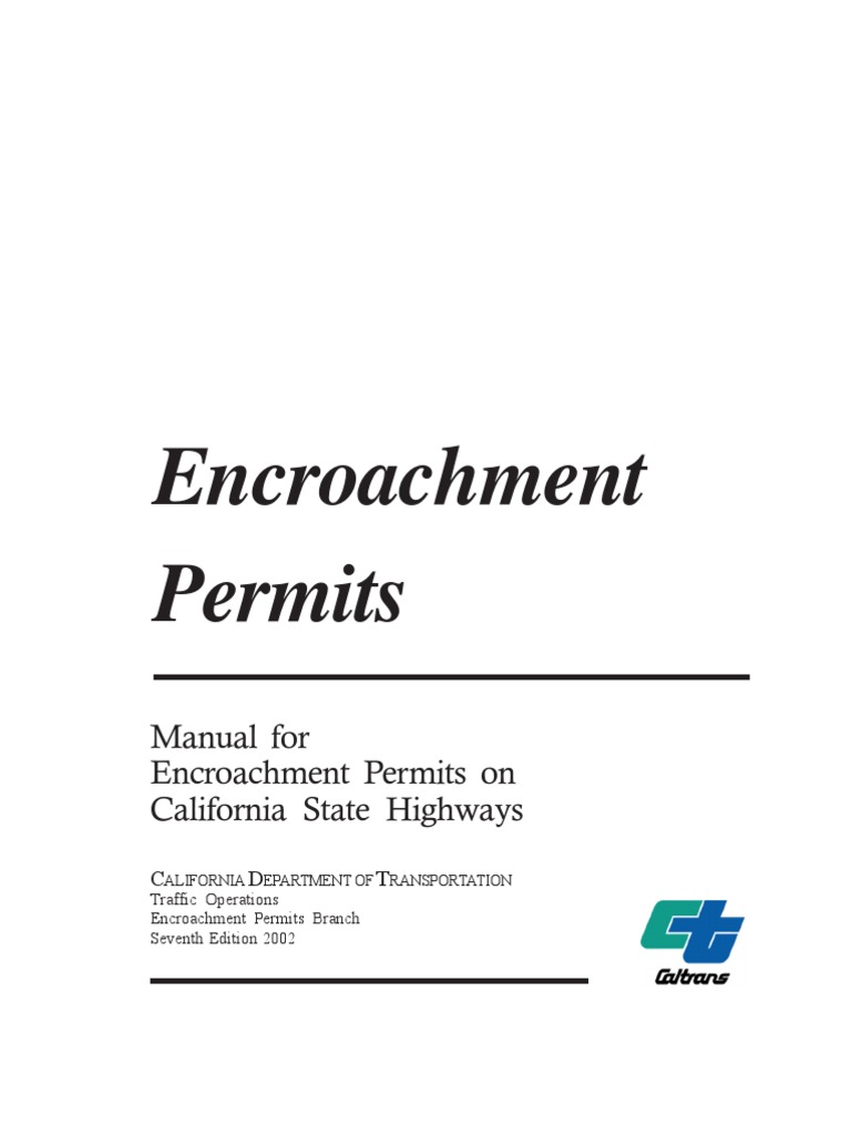 Encroachment Permits: Manual For Encroachment Permits On California ...