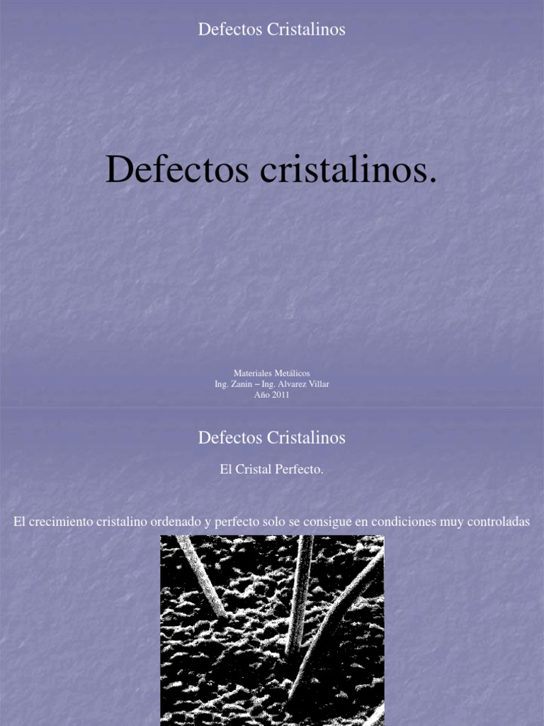 003 - Defectos Cristalinos | PDF | Dislocación | Cristalografía