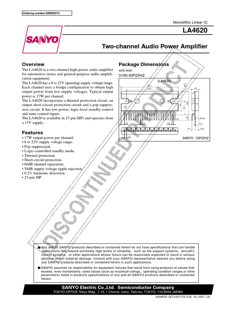 Ficha Técnica LA4620 | PDF | Amplifier | Capacitor