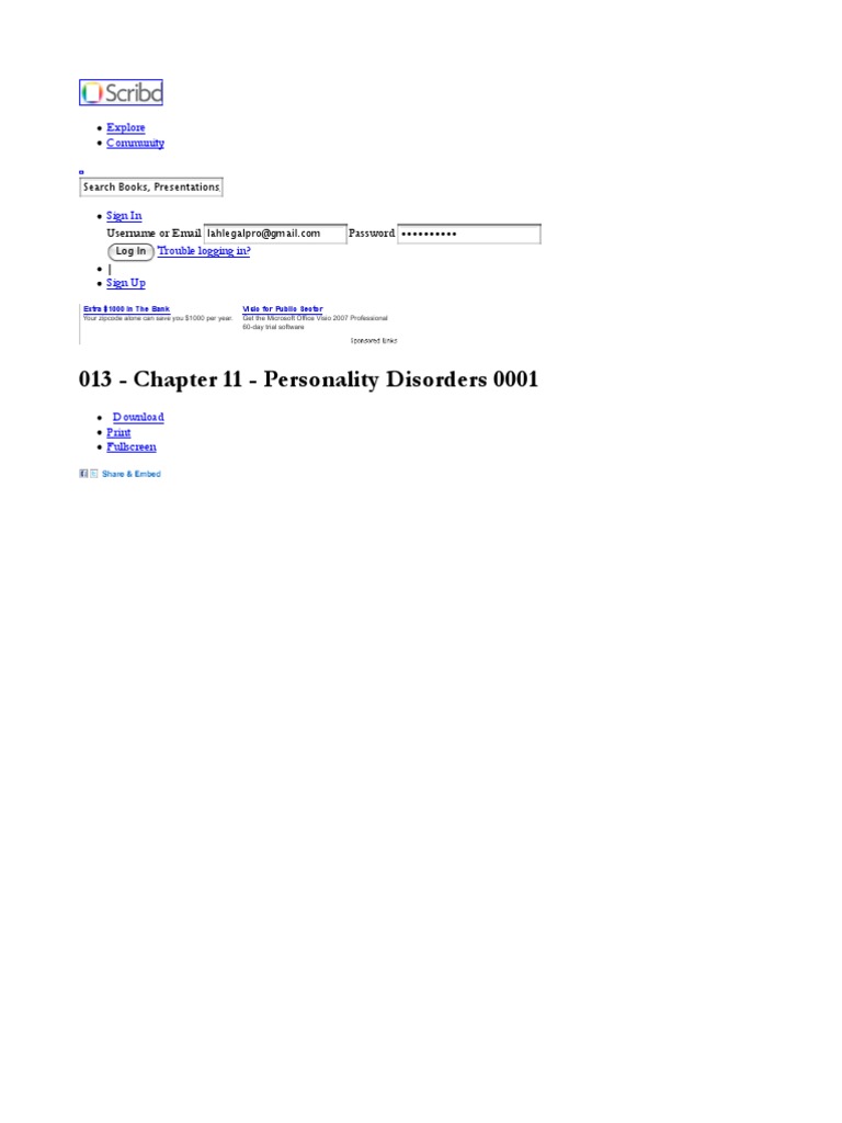 013 - Chapter 11 - Personality Disorders 0001 | PDF | Borderline ...