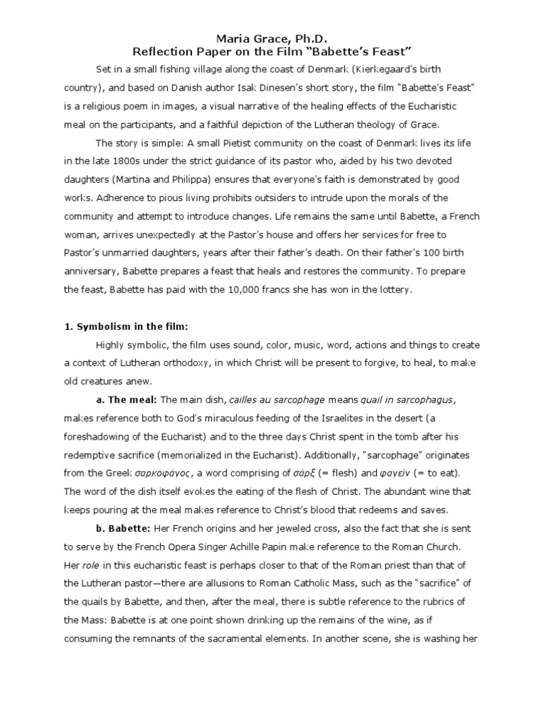 Healing Grace in Babette's Feast | PDF | Eucharist | Grace In Christianity