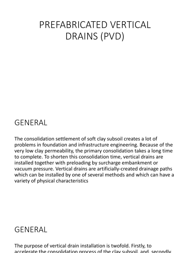 Prefabricated Vertical Drains (PVD) | PDF | Drainage | Soil