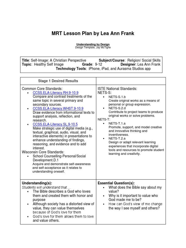 Mom - MRT Lesson Plan | PDF | Creativity | Lesson Plan