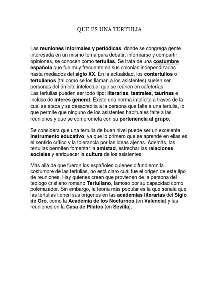 Que Es Una Tertulia | PDF