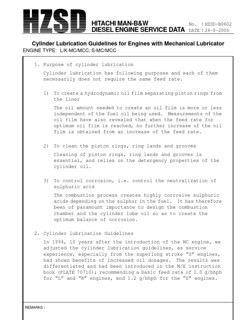 Hitachi Man-B&w Diesel Engine Service Data | PDF | Cylinder (Engine ...