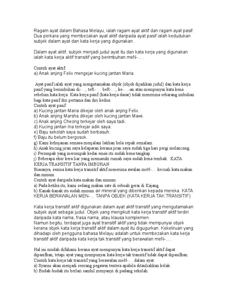 Ragam Ayat Dalam Bahasa Melayu | PDF