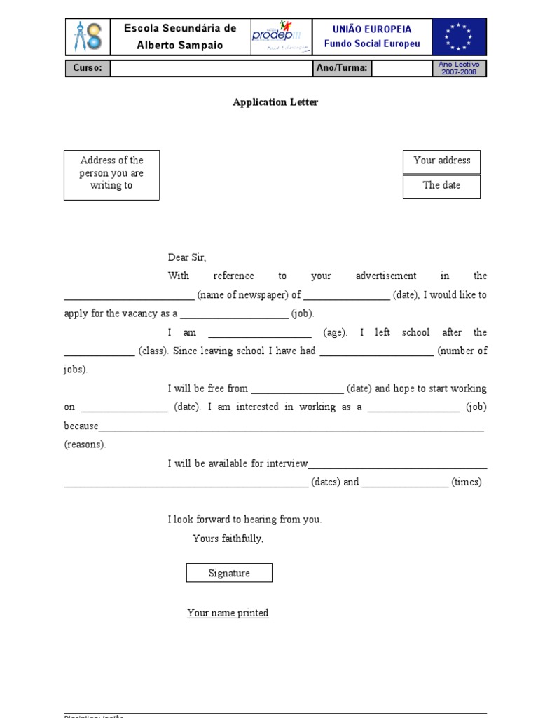 Job Application Letter Template | PDF