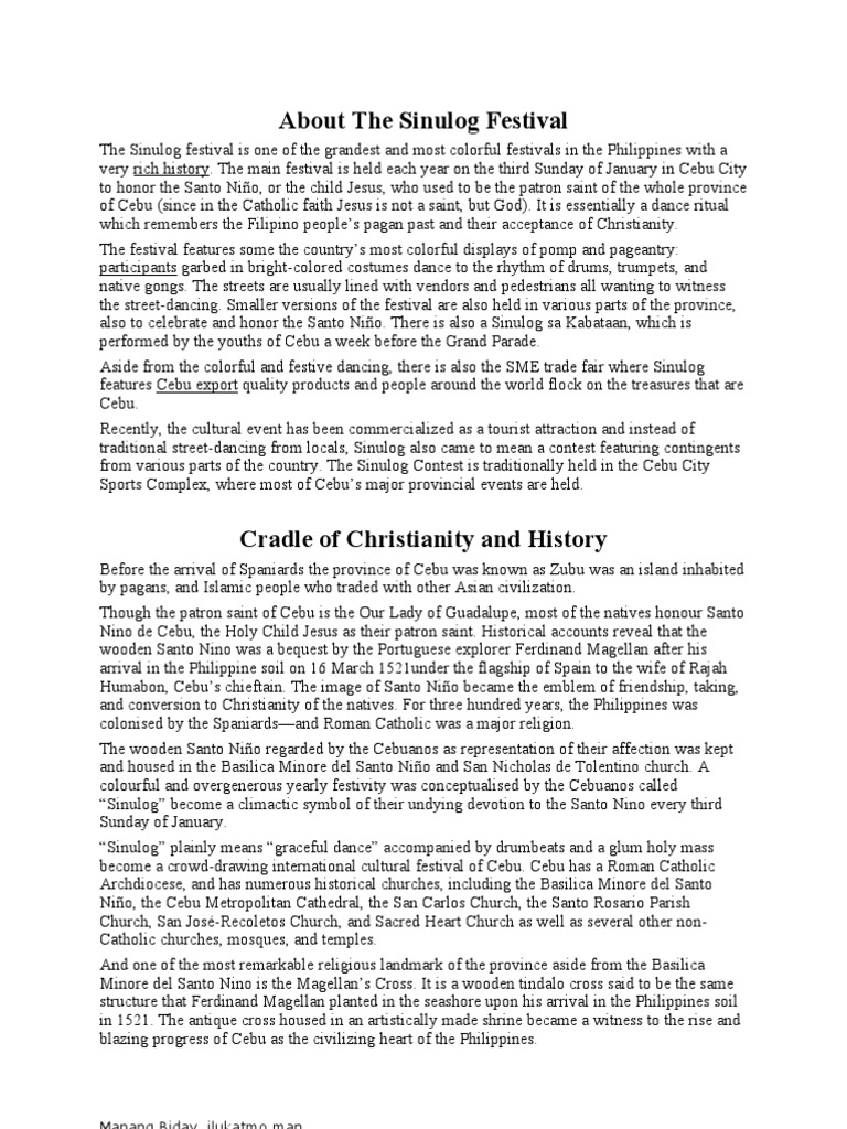 Sinulog Festival: History and Significance | PDF | Cebu | Religion And ...