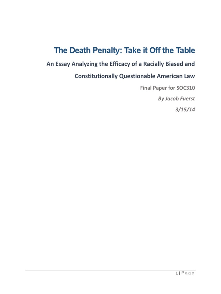 Final Paper On Death Penalty | PDF | Capital Punishment | Deterrence ...