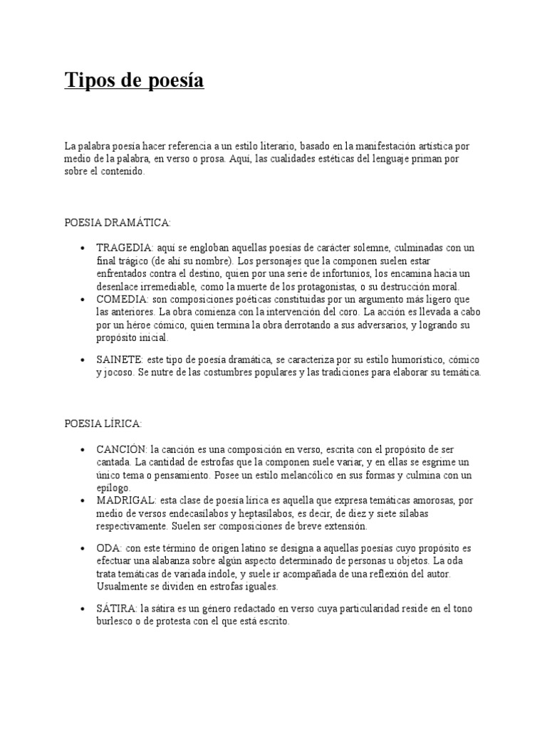 Tipos y estilos de poesía | PDF | Rima | Poesía
