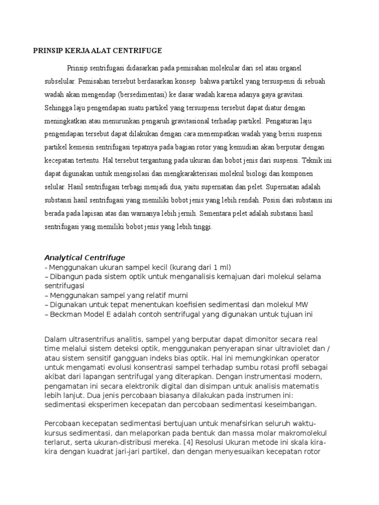 Prinsip Kerja Alat Centrifuge | PDF | Kesehatan Holistik | Sains ...