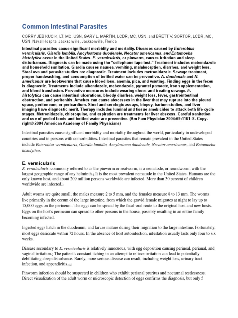 Common Intestinal Parasites | PDF | Constipation | Gastroenterology