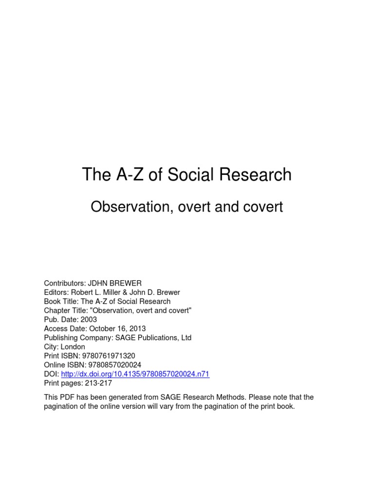 Observation Overt and Covert | Observation | Informed Consent