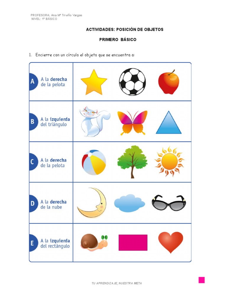 Posicion de Objetos Primero Basico