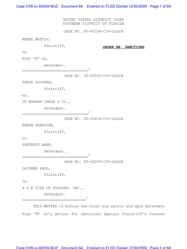 Zloch Order 12-30-09 Re Spolter Sanctions | PDF | Judicial ...