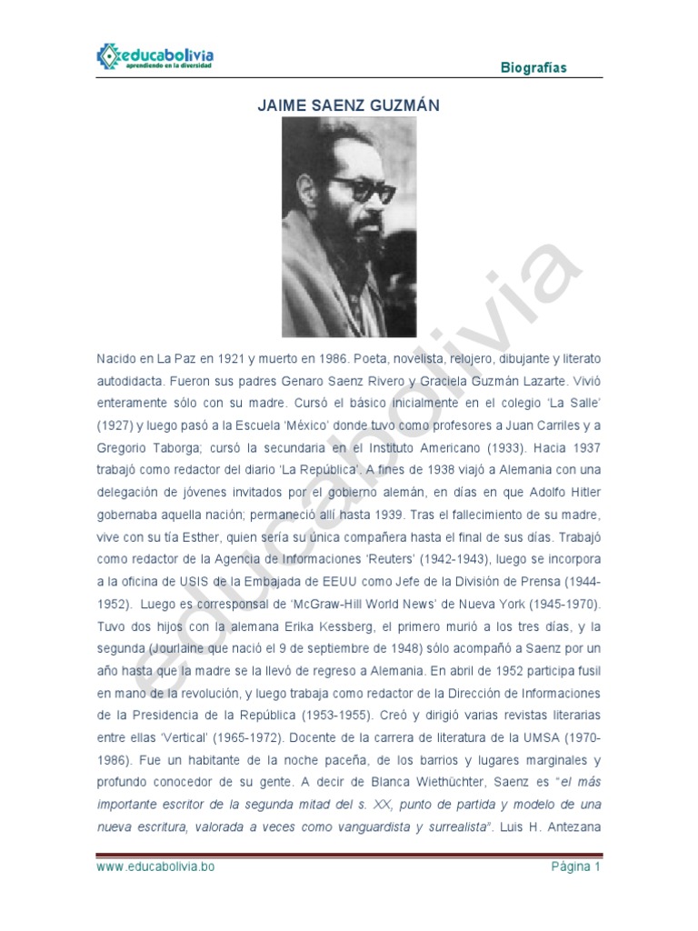 Biografía de Jaime Saenz | PDF