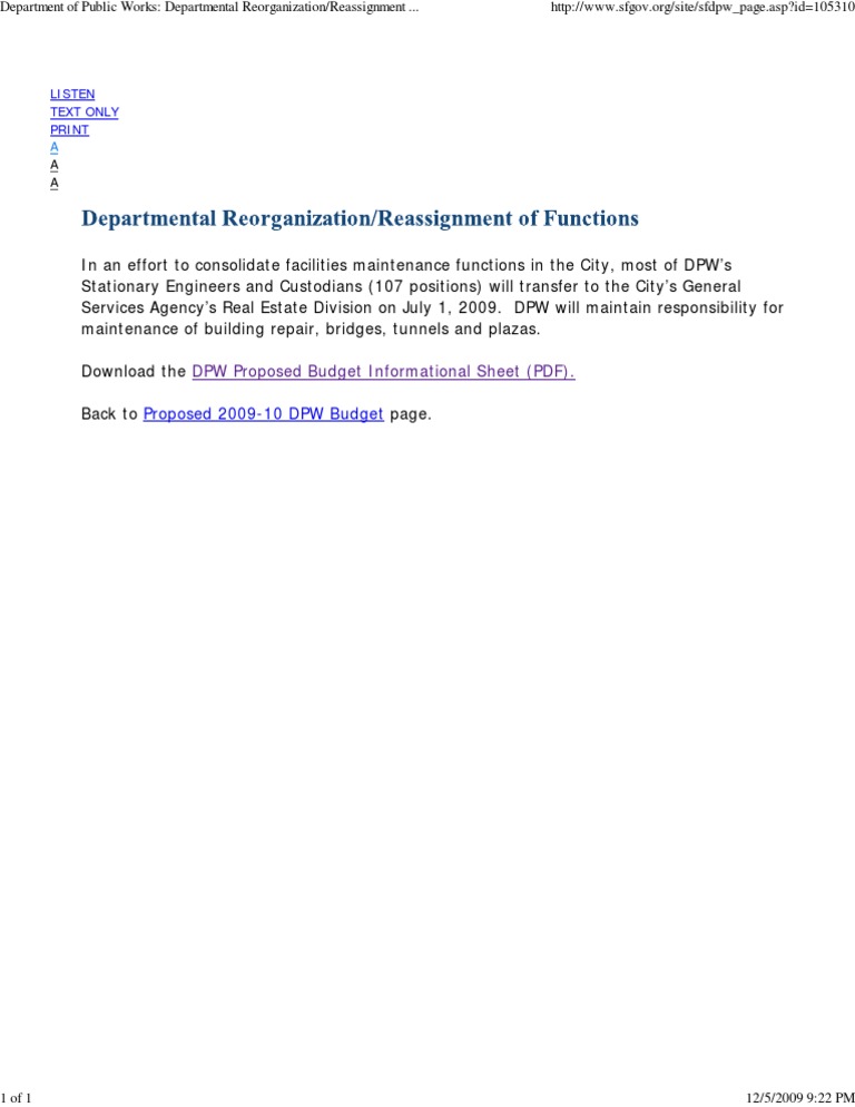 DPW Proposed Budget Informational Sheet PDF | PDF