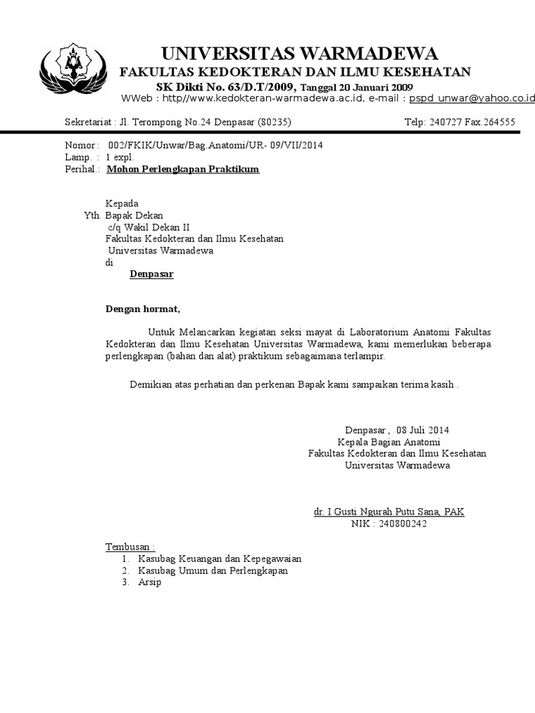 Surat Amprah Barang II Anatomi | PDF | Kesehatan Holistik