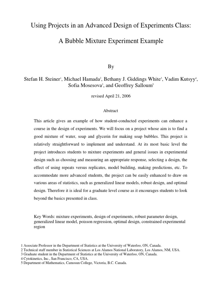 Mixture Designs | PDF | Properties Of Water | Experiment