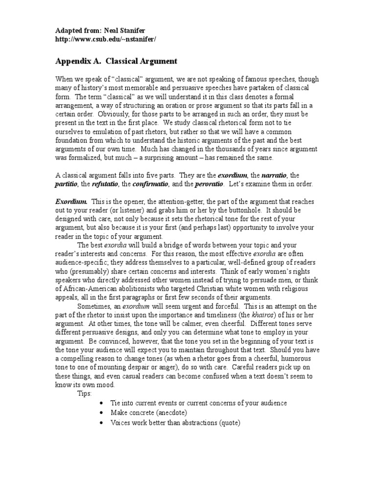 Classical Argument Structure in 5 Parts | PDF | Persuasion | Rhetoric