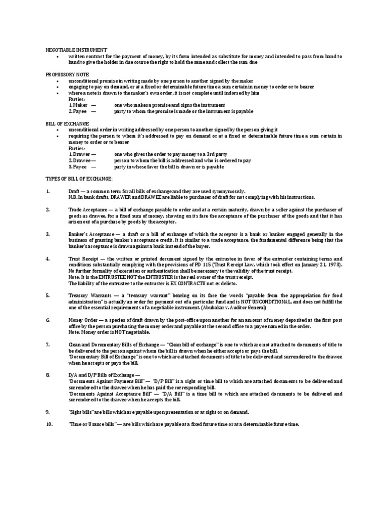 Negotiable Instrument | Negotiable Instrument | Legal Concepts