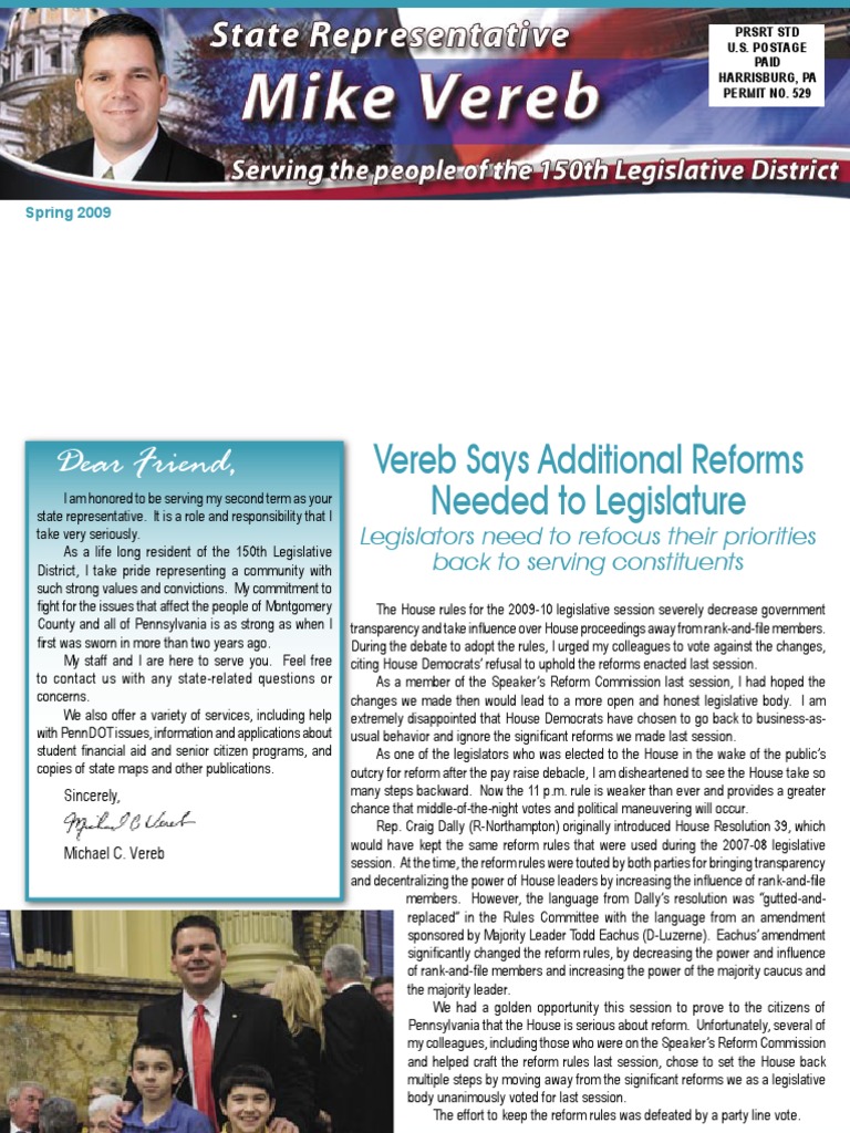 Rep. Vereb May 2009 | PDF | United States House Of Representatives ...