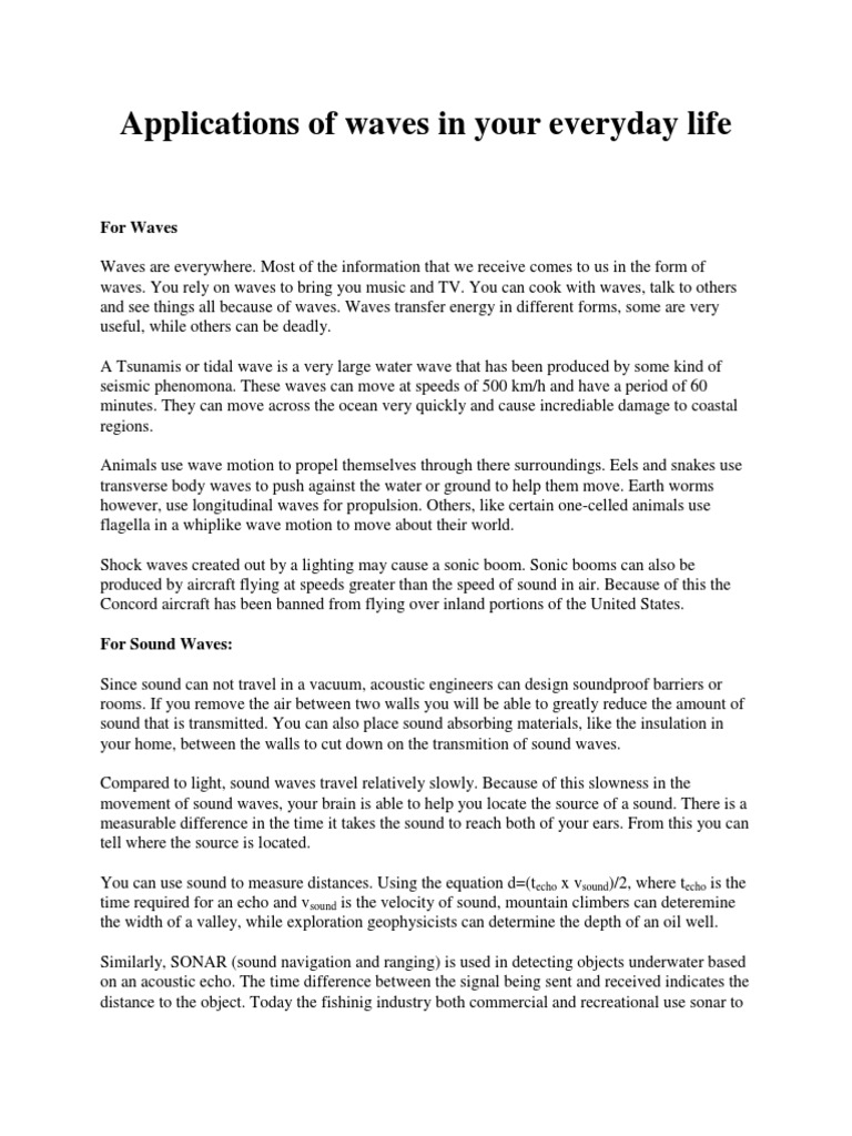 Applications of Waves in Your Everyday Life | PDF | Sonar | Sound