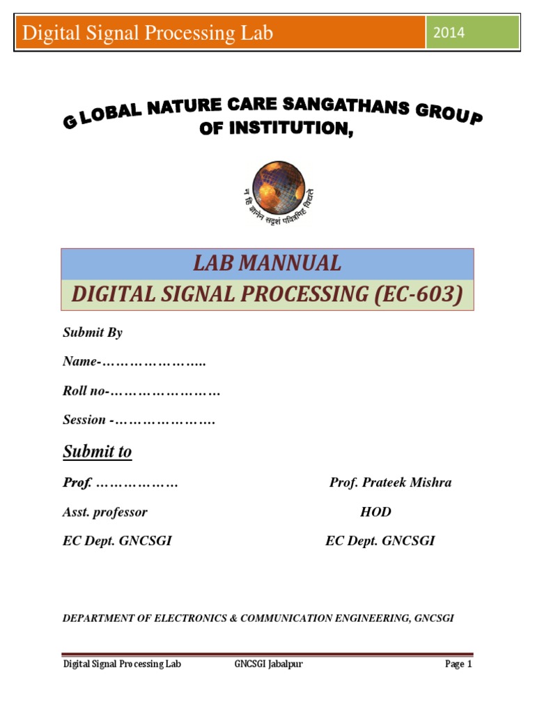 Digital Signal Processing Lab Manual Using Matlab | PDF | Discrete Fourier Transform ...