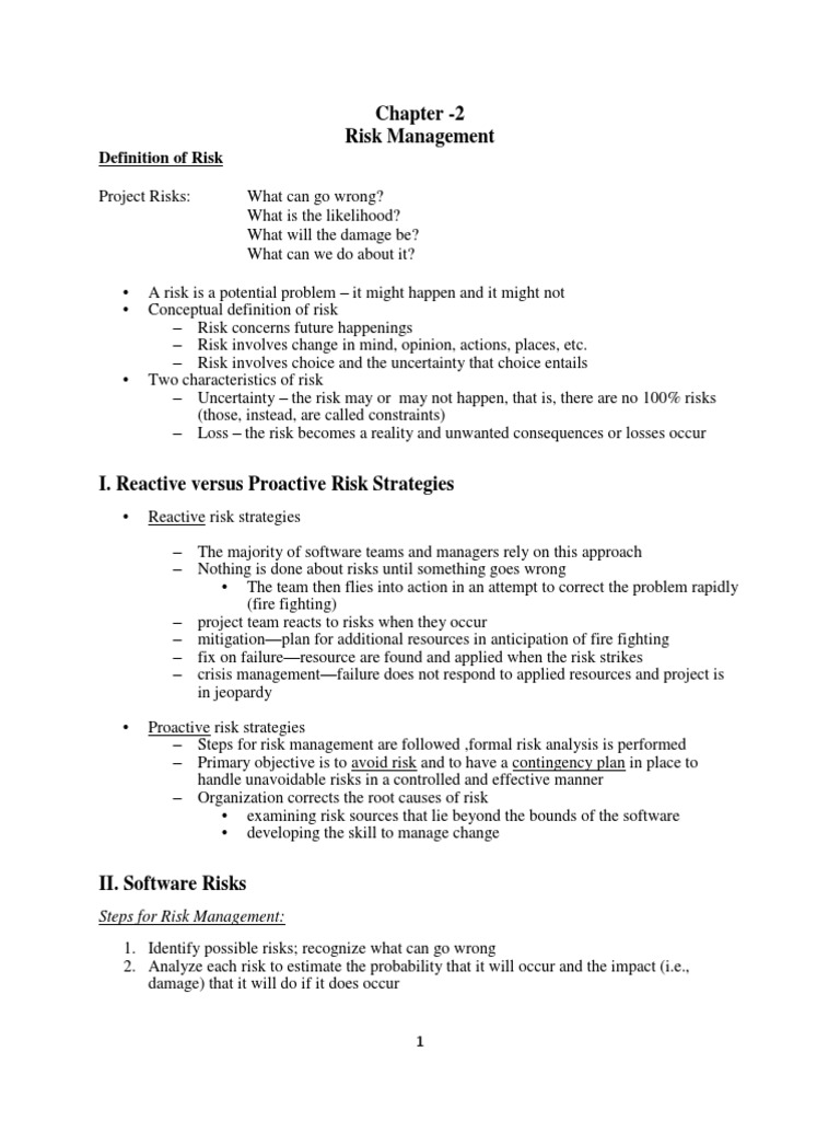 Unit V, Chapter 2 | PDF | Risk | Risk Management