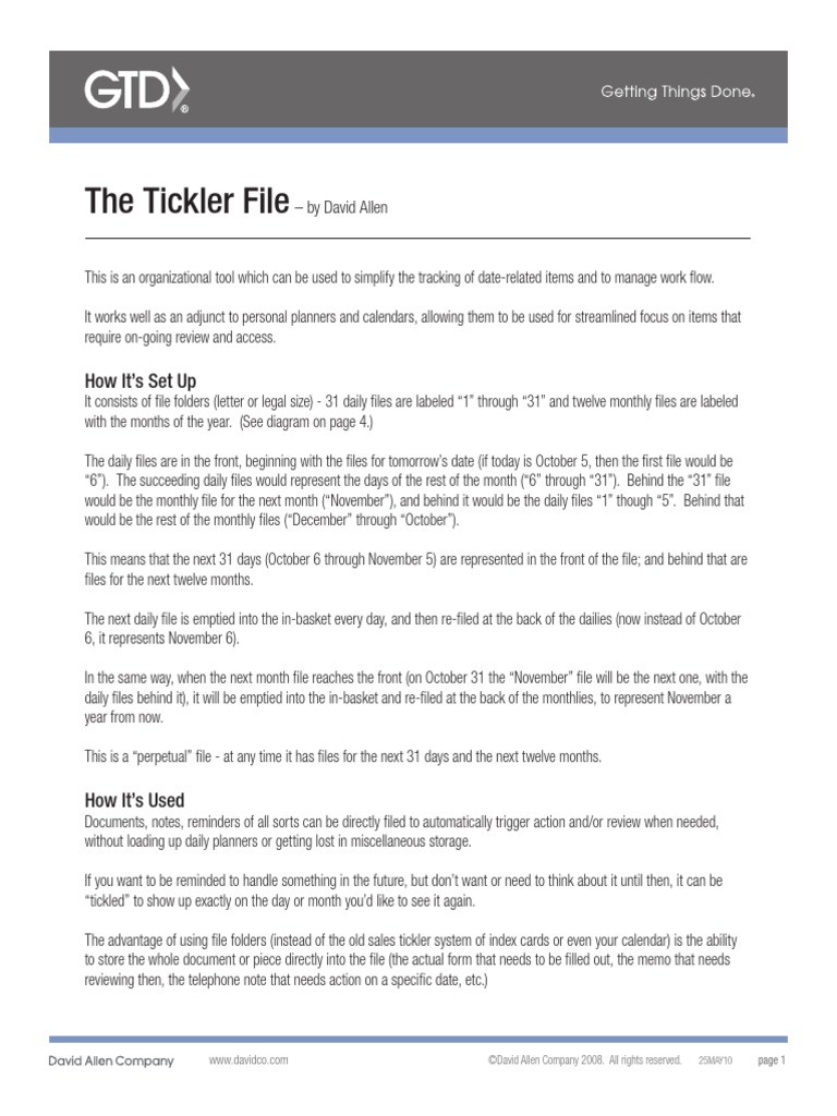 The Tickler File | PDF