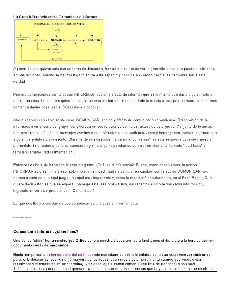 La Gran Diferencia Entre Comunicar e Informar | PDF | Información ...