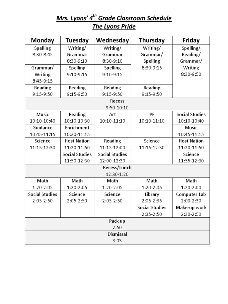 Class Schedule | PDF