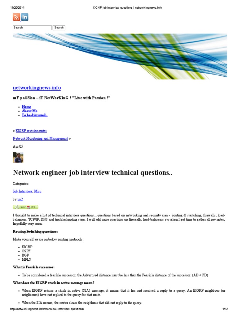 CCNP Job Interview Questions - Networkingnews PDF | PDF | Port (Computer Networking ...