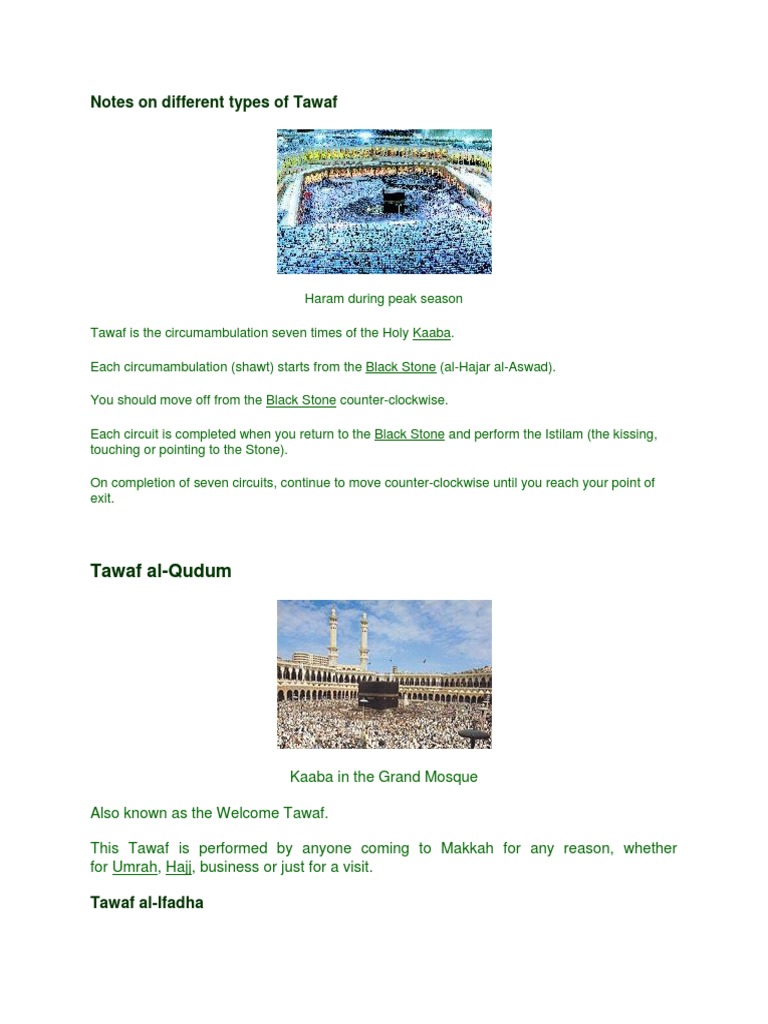 Types of Tawaf Explained for Pilgrims | PDF