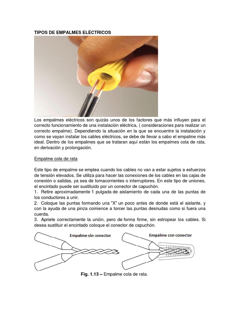Tipos de Empalmes Eléctricos Esenciales | PDF | Electricidad | Bienes ...